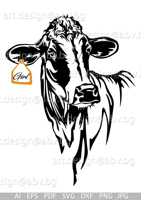 Vector COW With Tag to the Ear Calf Head AI PNG Eps Pdf - Etsy