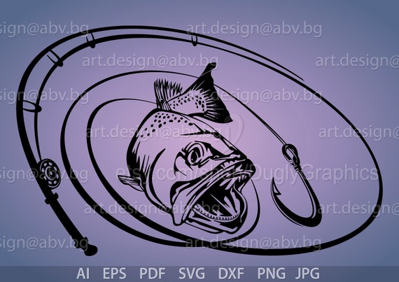 Vector TROUT Fishing SVG AI Eps Pdf Dxf Png Jpg Image Graphic | Etsy