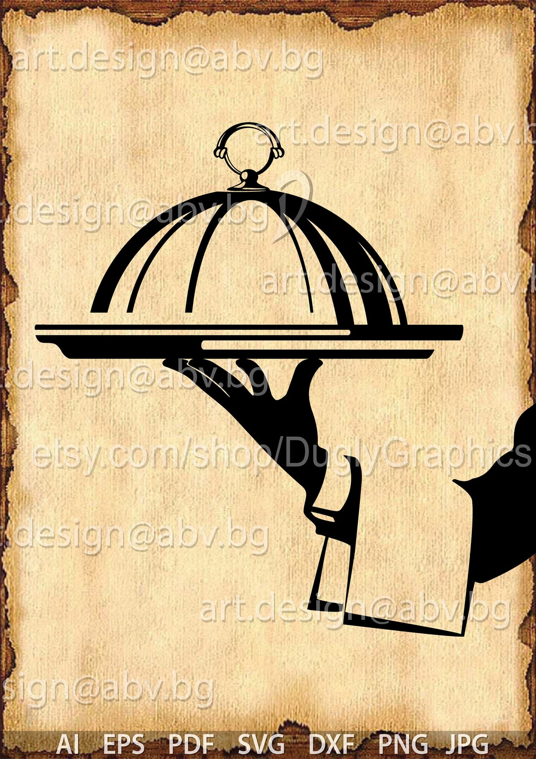 Vector WAITER Hand With a Tray AI Png Eps Pdf Svg Dxf Jpg Download ...