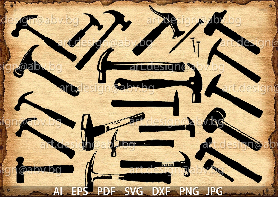 Vector 24 HAMMERS BUNDLE, AI, Eps, Svg, Dxf, Jpg, Png Download, Digital ...