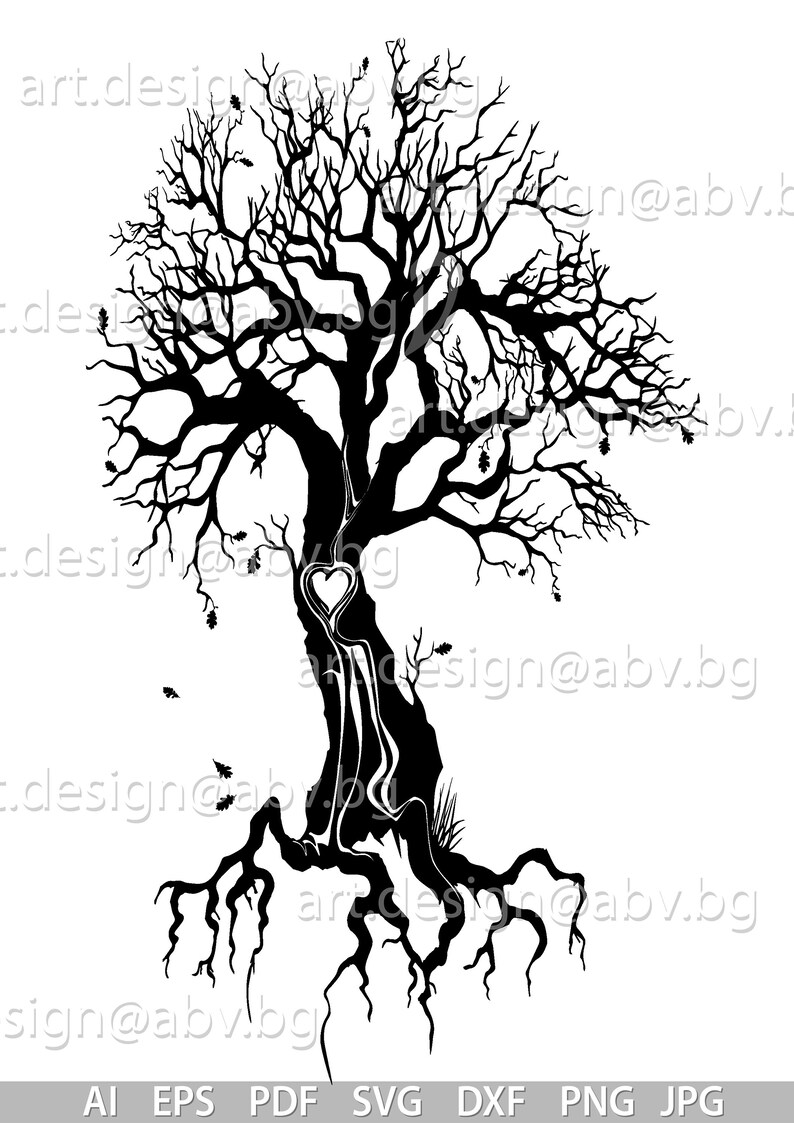 Vector OAK TREE AI eps pdf svg dxf png jpg Image | Etsy