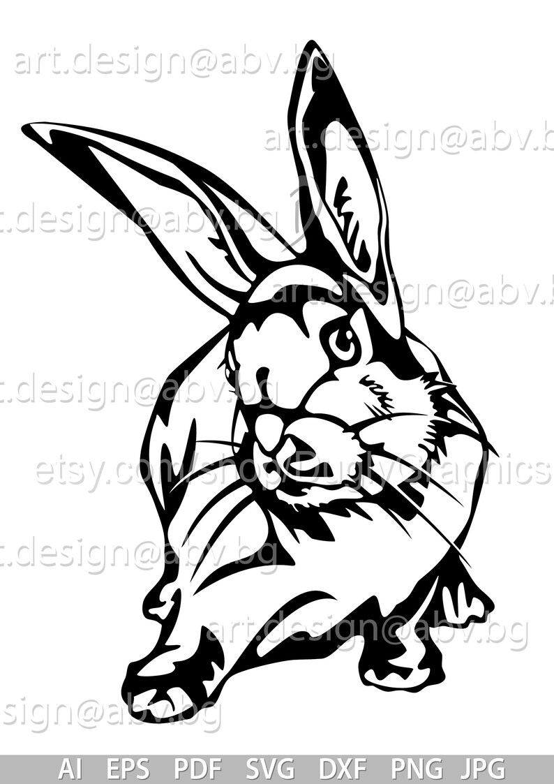 Vector RABBIT Body AI Eps PNG Pdf Svg Dxf Jpg Download - Etsy