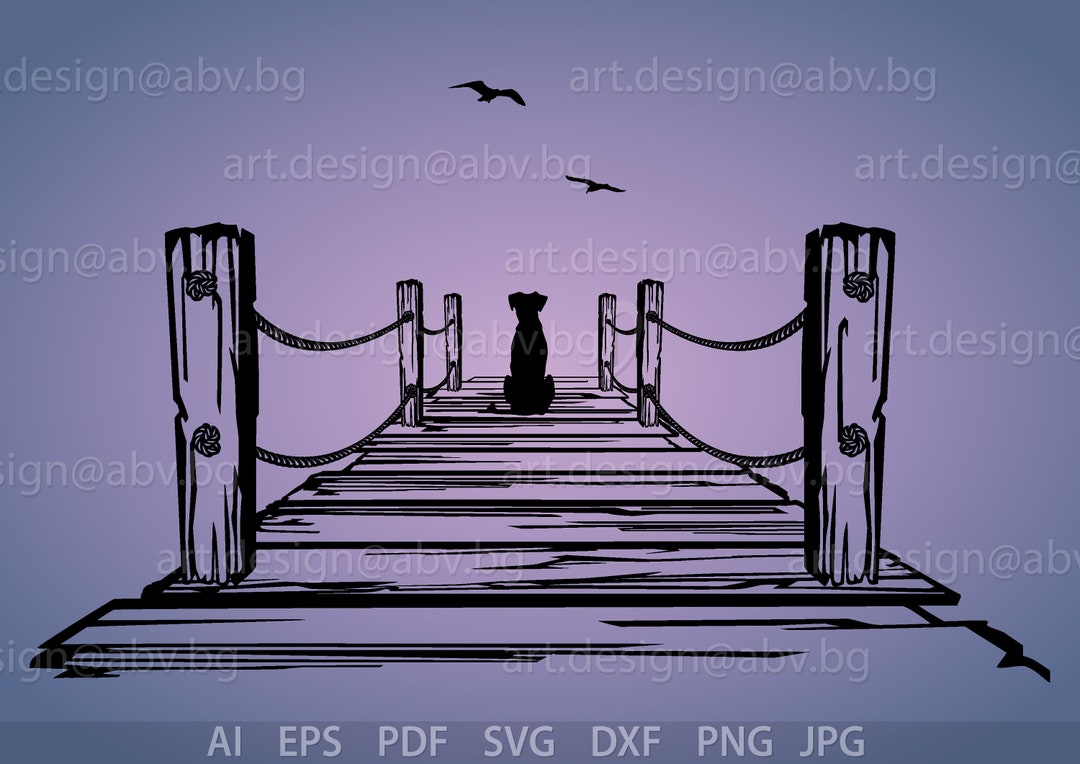 Wooden Quay Vector Art With Dog and Birds (digital Download) - Etsy UK