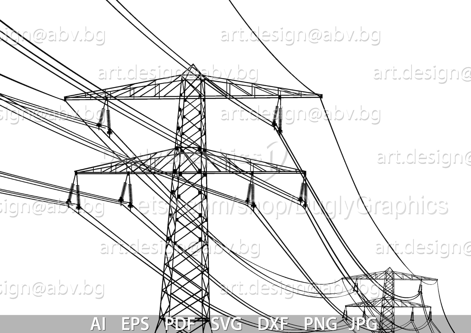 Vector POWER LINE High-voltage AI Eps Pdf Svg Dxf Png - Etsy