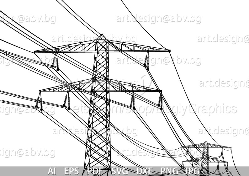 Vector POWER LINE High-voltage AI Eps Pdf Svg Dxf Png - Etsy
