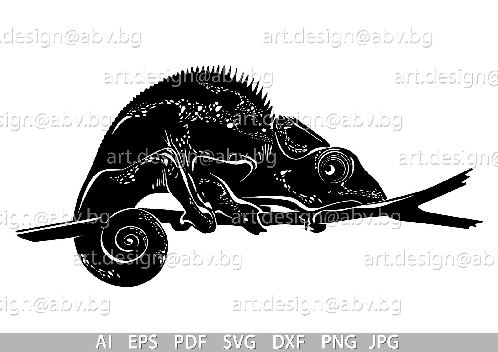 Chameleon Vector Image (ai, Eps, Svg, Dxf, Png, Jpg) (digital Download ...