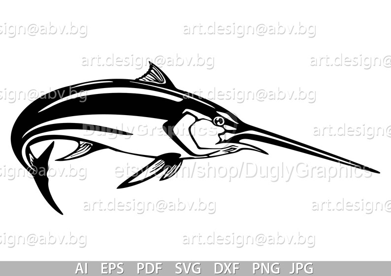 Vector SWORDFISH Ai Eps Pdf Png Svg Dxf Jpg Image - Etsy