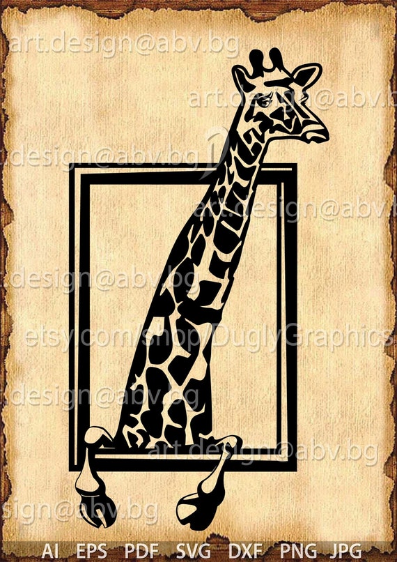 Vector GIRAFFE in Frame AI Eps Png Pdf Svg Dxf Jpg - Etsy