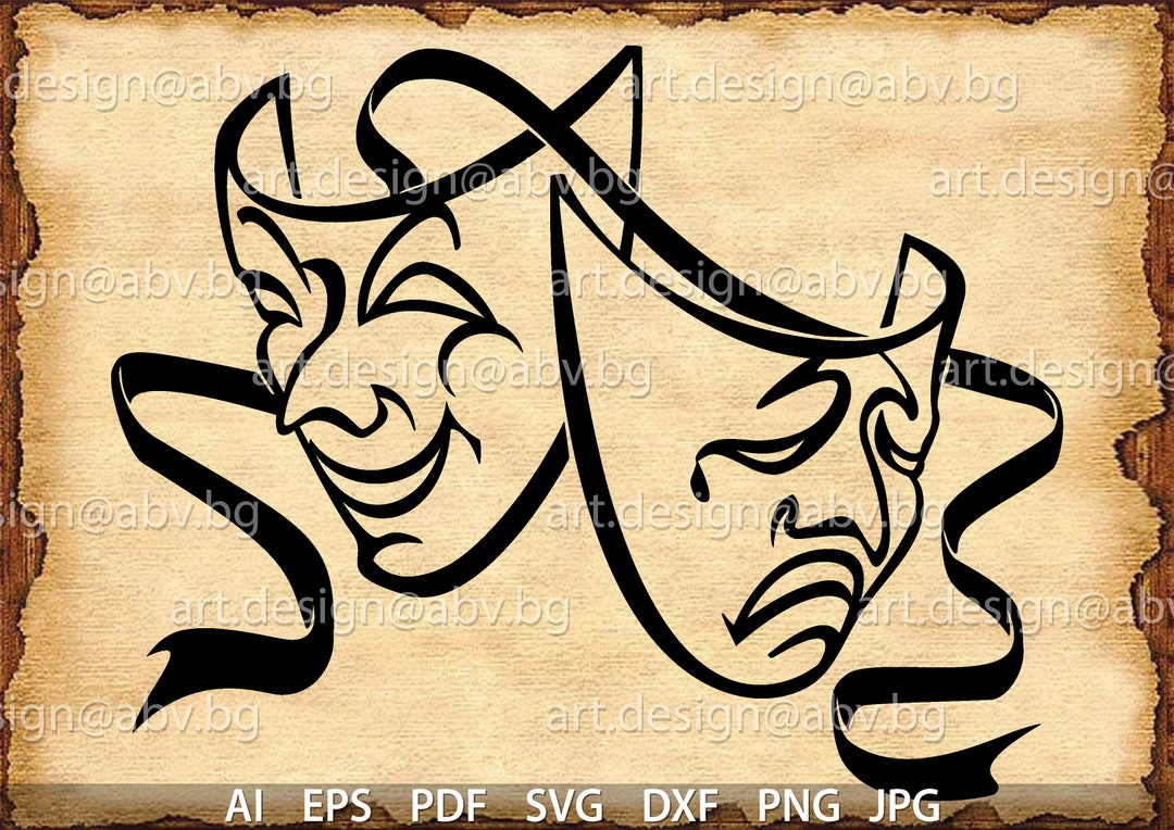 Vector THEATER MASKS AI Eps Pdf Dxf Svg Png Jpg - Etsy