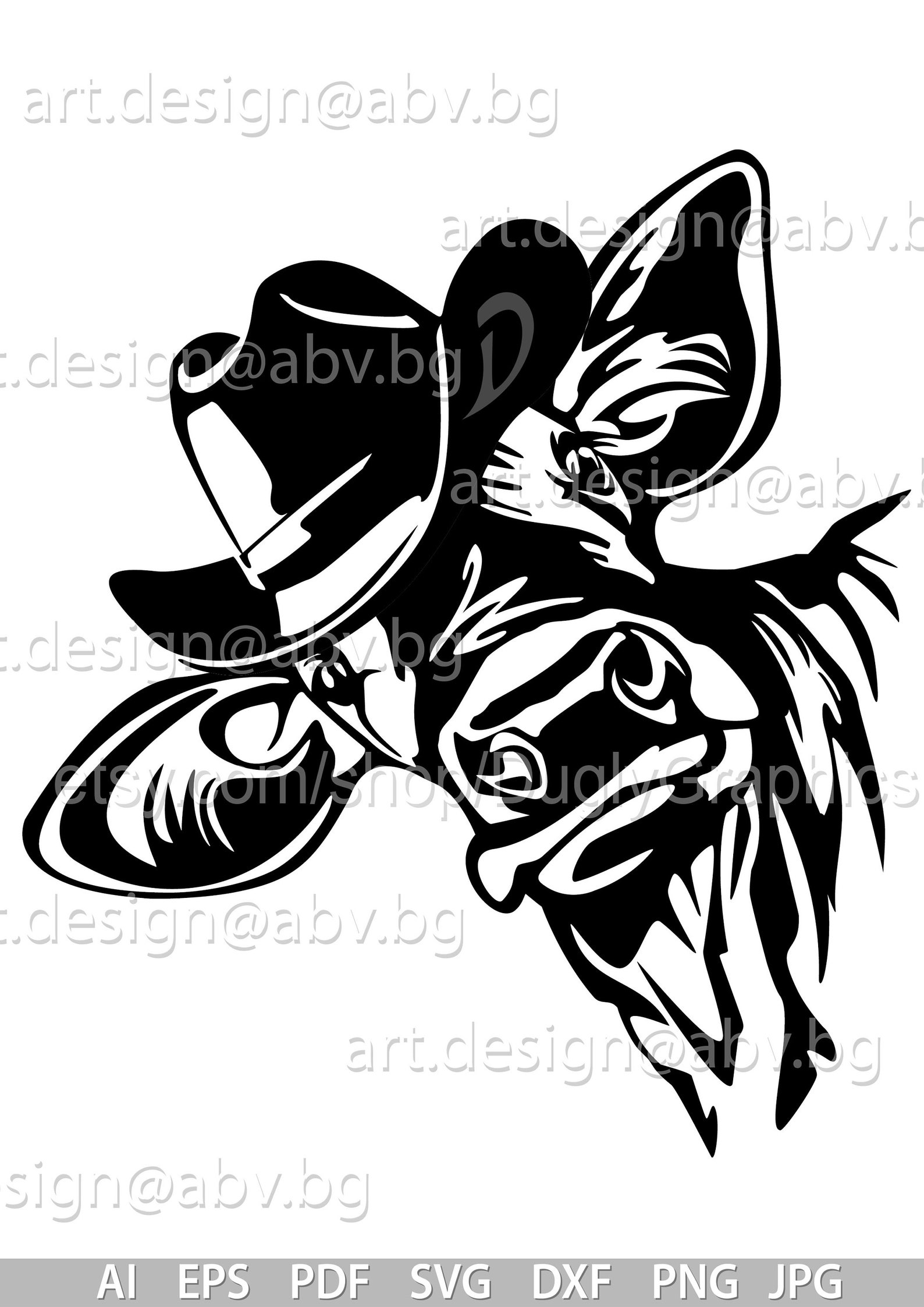 Vector COW With Cowboy Hat Head Svg AI PNG Eps Pdf Dxf Jpg | Etsy