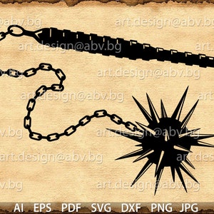 Vector MACE Weapon on a Chain AI Eps Pdf Svg Dxf Png - Etsy
