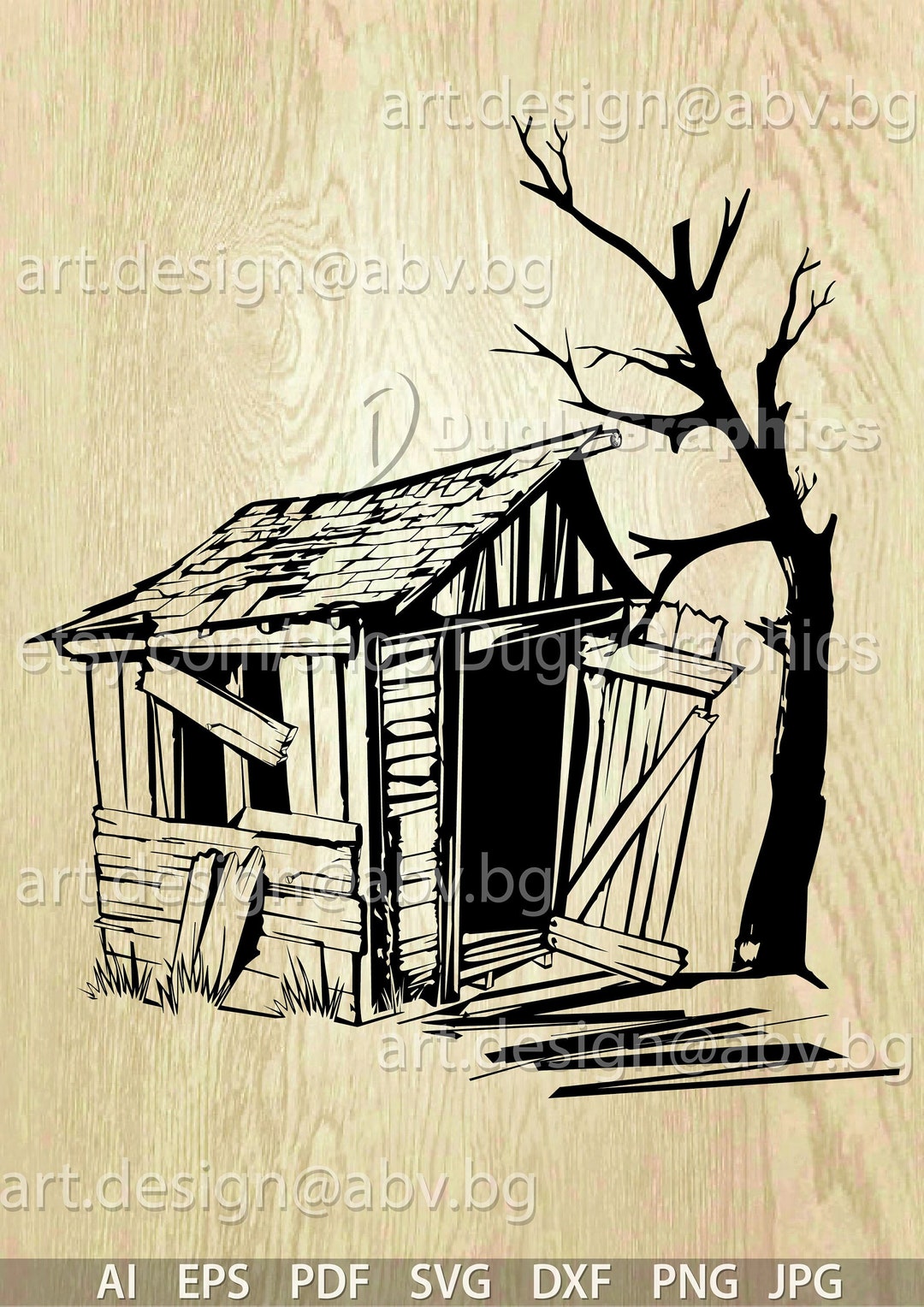 Vector OLD SHACK, Wooden Shed, Ai, Eps, Pdf, Svg, Dxf, Png, Jpg Instant ...