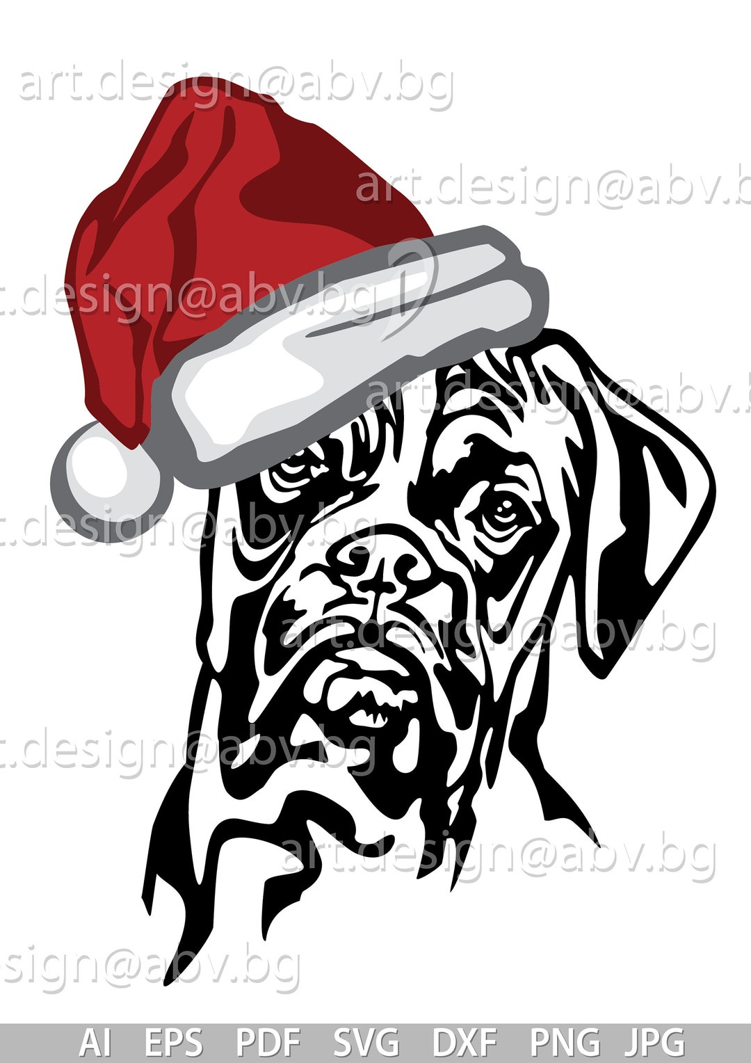 Vector DOG With Christmas Hat, Svg Labrador Head, AI, PNG, Eps, Pdf ...