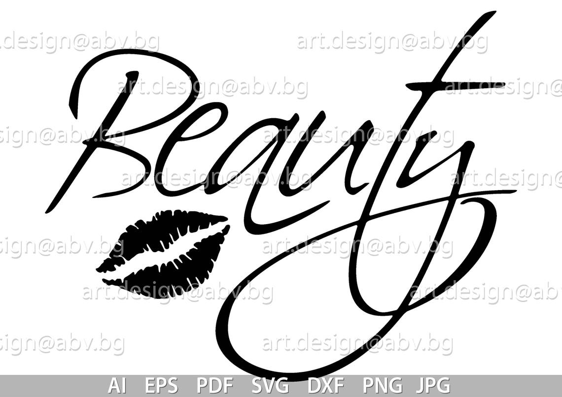 Vector BEAUTY, Text, Lips, AI, Eps, PNG, Pdf, Svg, Dxf, Jpg Download ...