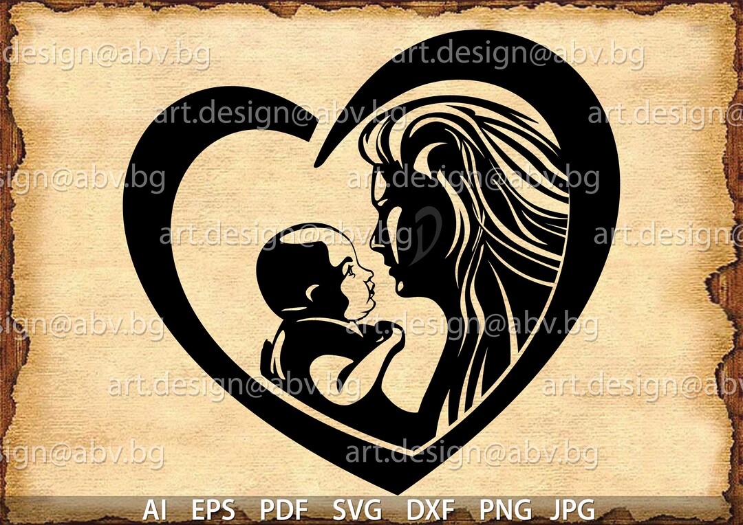 Vector MOTHER and BABY, Mother's Day, Heart, AI, Eps, Png, Pdf, Svg ...
