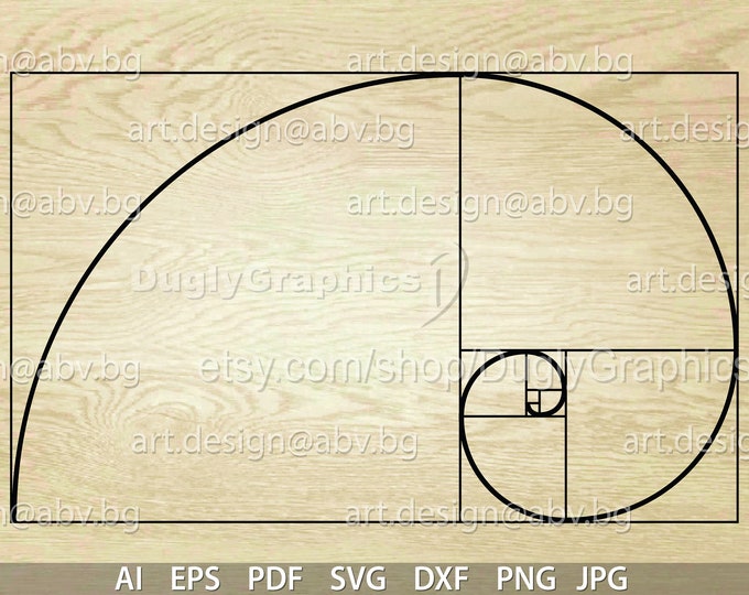 Fibonacci Spiral Design, DXF, SVG, PNG Autocad, Cricut, Yoga, Technical ...
