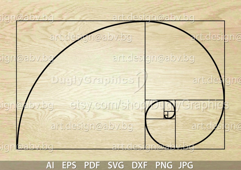 Vector FIBONACCI SPIRAL AI Png Eps Pdf Svg Dxf Jpg - Etsy