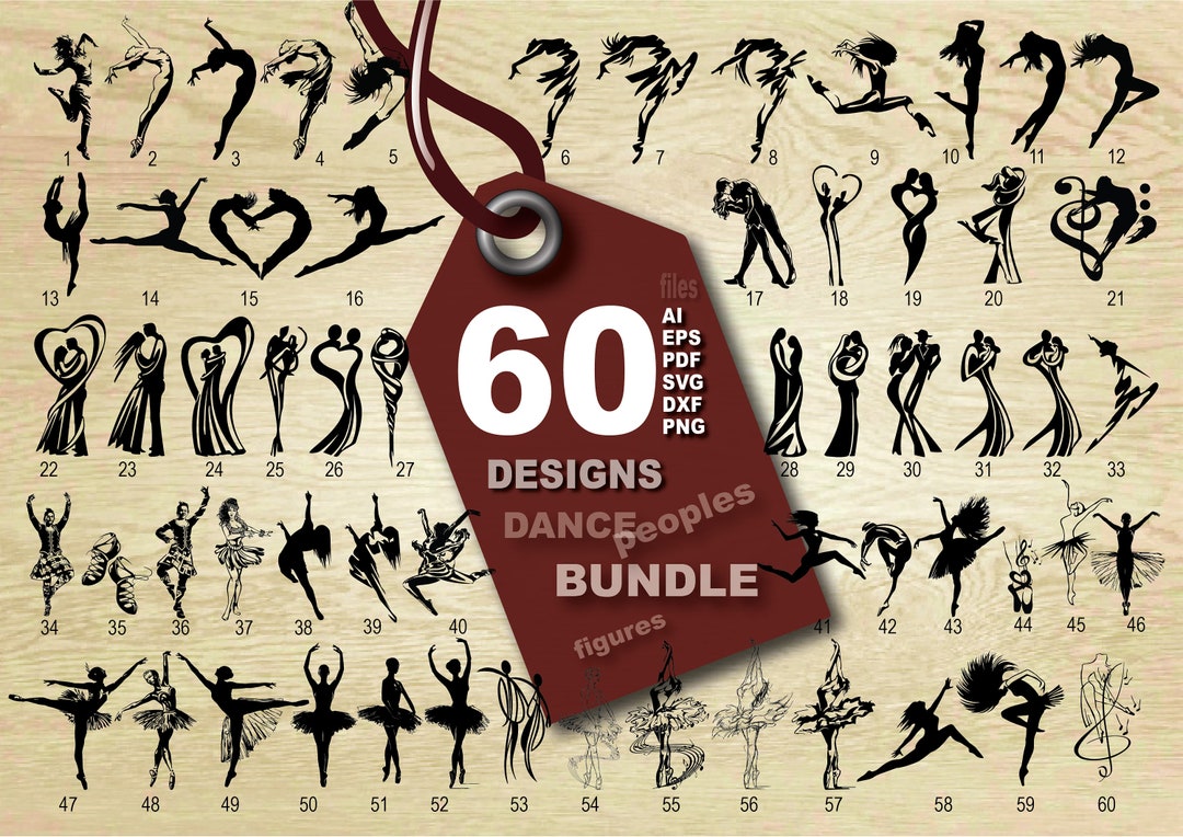 Vector 60 DANCE Figures, Bundle, Abstract, AI, Eps, Pdf, Svg, Dxf, Png ...