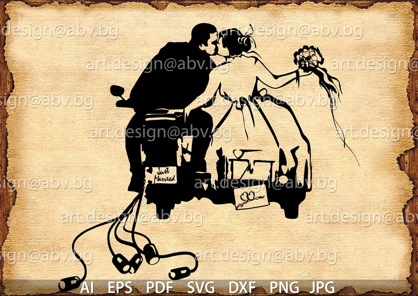Vector WEDDING MOTORCYCLE Just Married Ai Eps Pdf PNG - Etsy