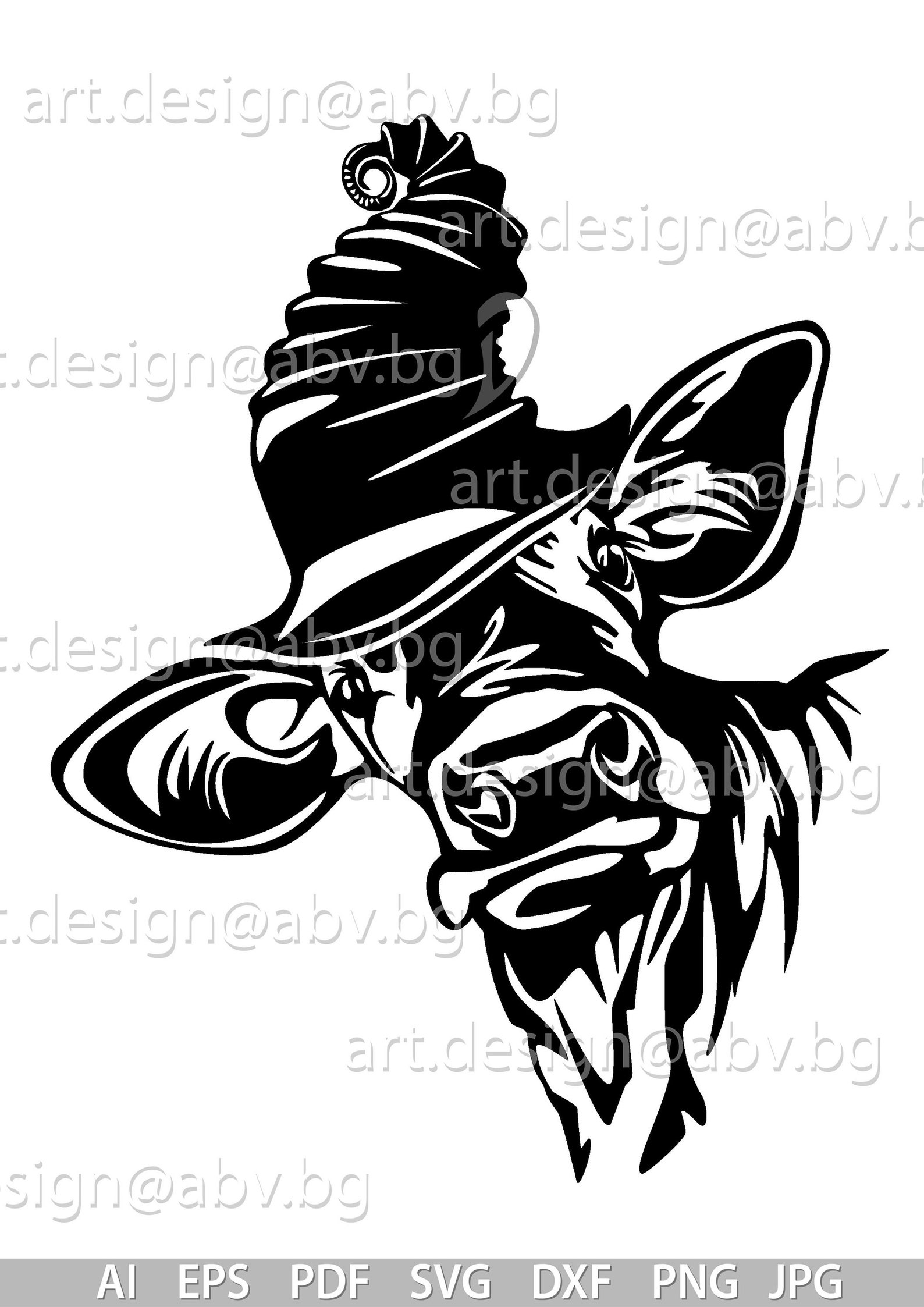 Vector COW Witch Hat Calf Head AI PNG Eps Pdf Svg - Etsy