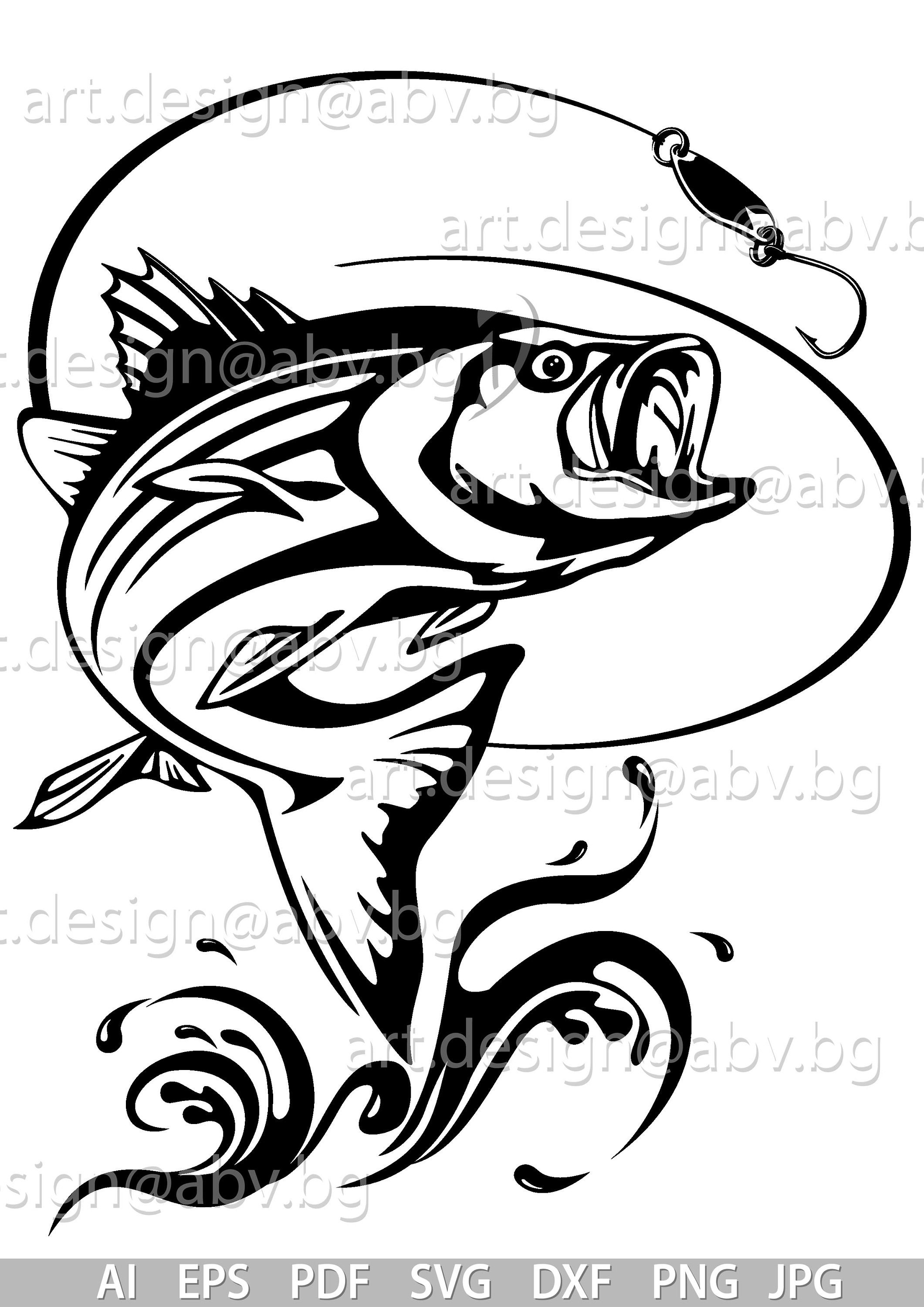 Vector FISH Striped Bass AI Eps Pdf PNG Svg Dxf Jpg | Etsy Canada
