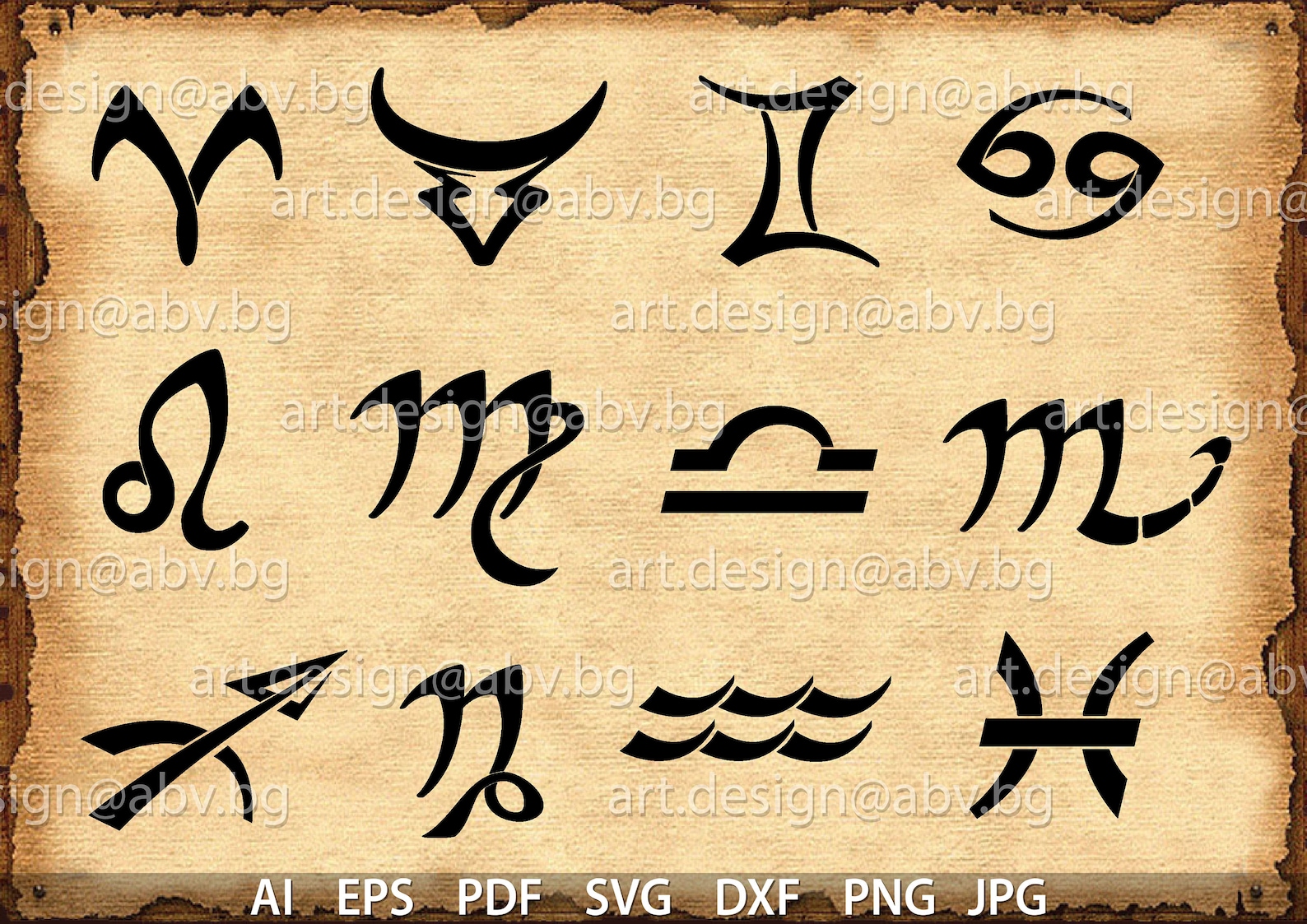 Vector Zodiac symbols AI eps pdf svg dxf png jpg | Etsy