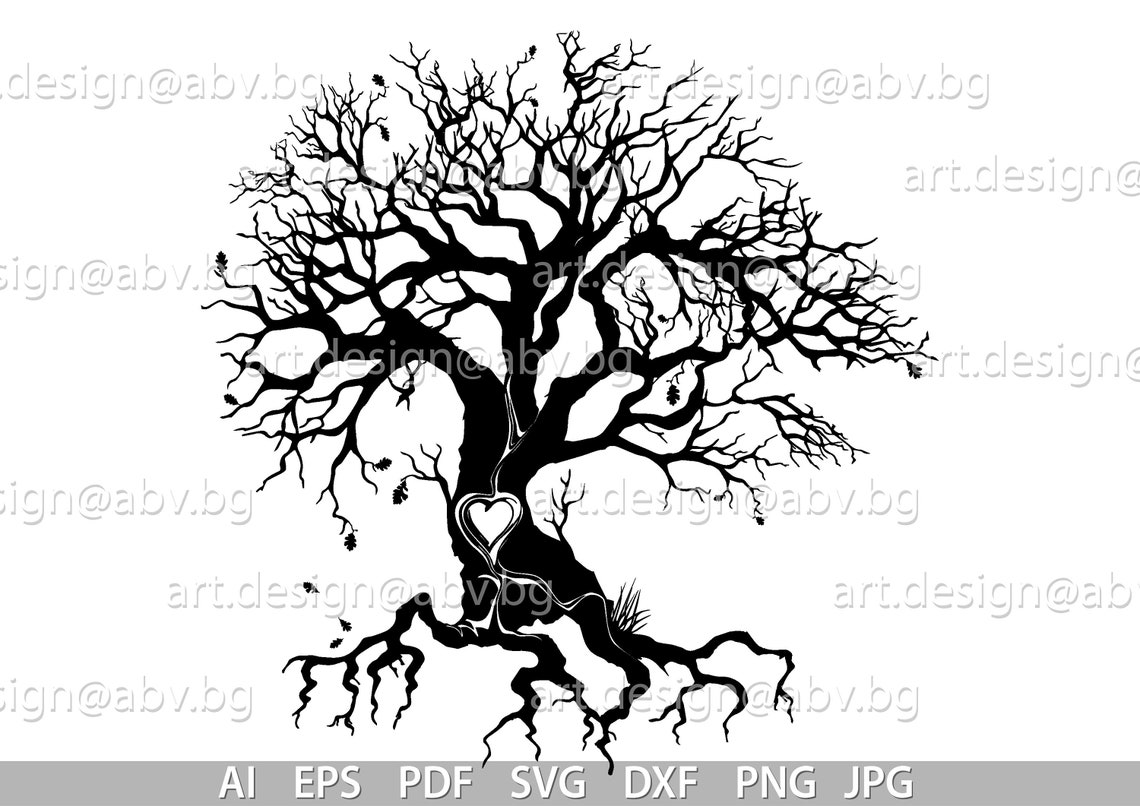 Vector OAK TREE AI Eps Pdf Svg Dxf Png Jpg Image - Etsy