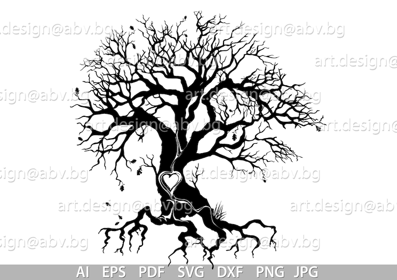 Vector OAK TREE AI Eps Pdf Svg Dxf Png Jpg Image - Etsy