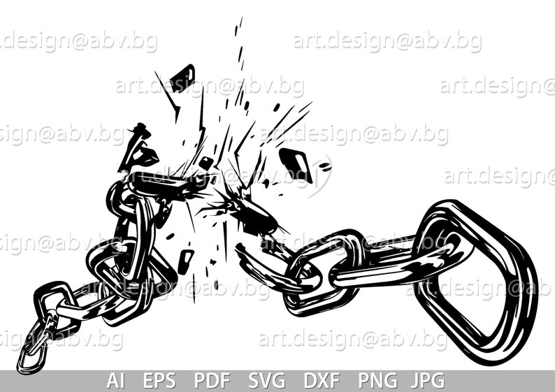 Vector BROKEN CHAINS AI Eps Svg Dxf Pdf Png Jpg - Etsy