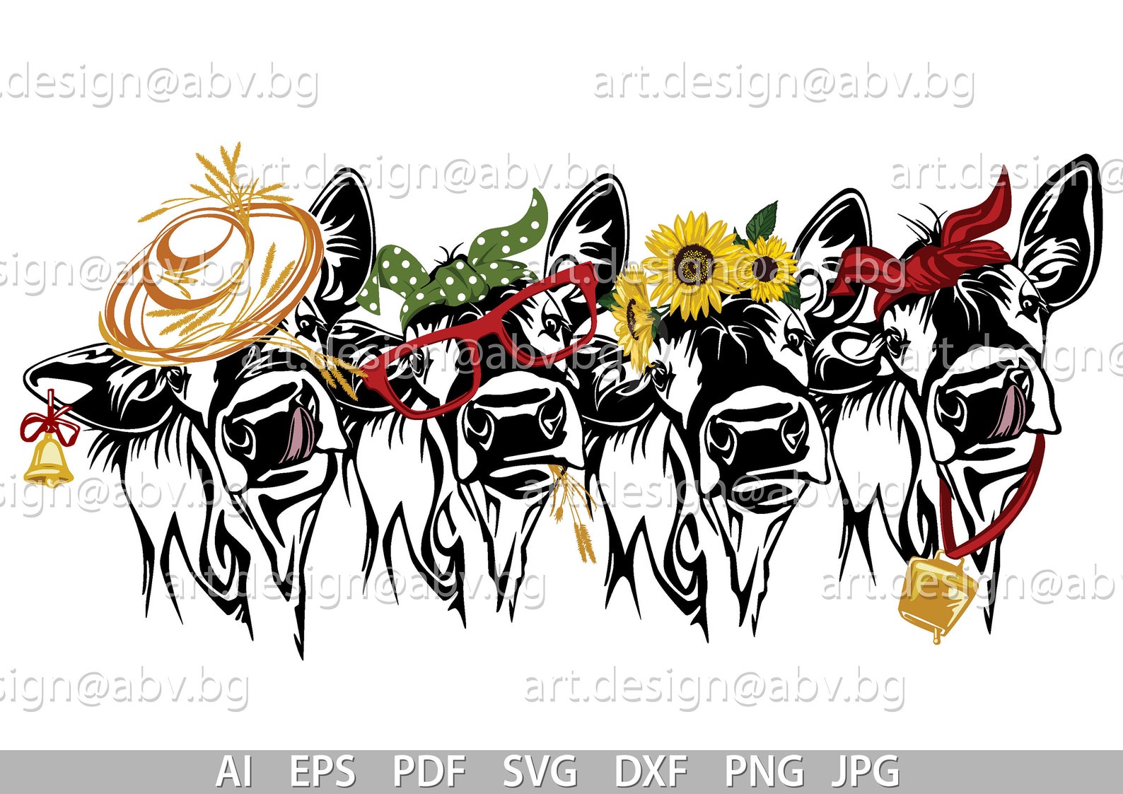Vector 4 HEIFERS for PRINTING Calf Head AI Png Eps Pdf - Etsy