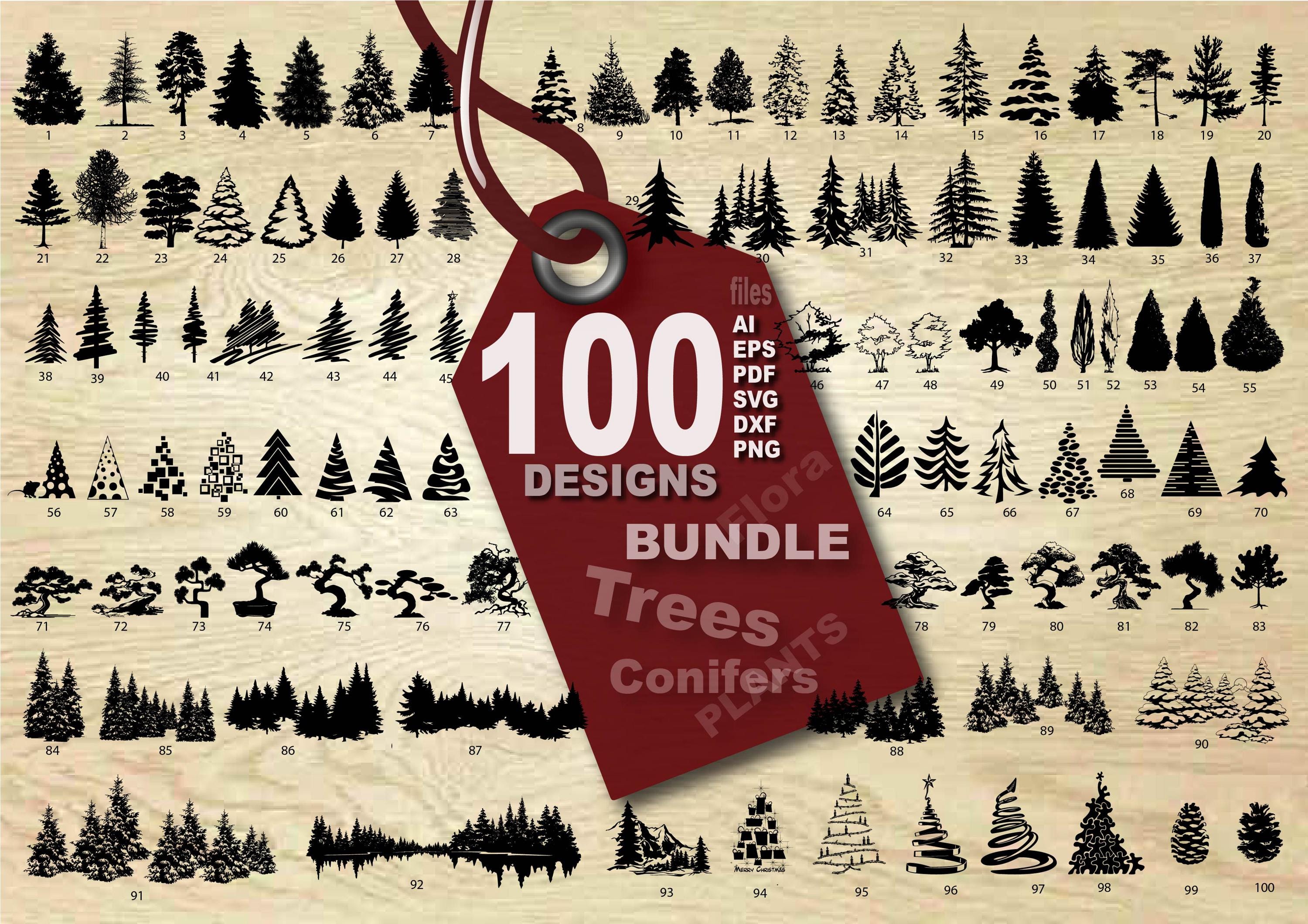 Conifers 100 Vector Graphics, Tree Silhouettes (digital Download) - Etsy