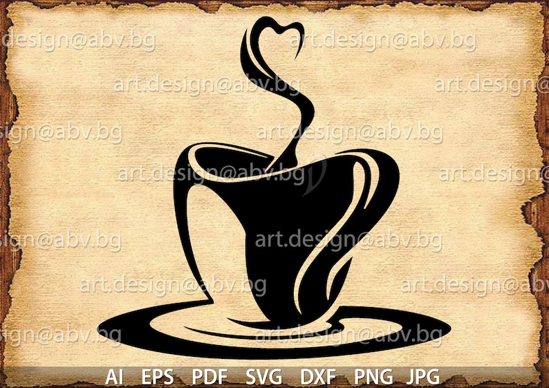 Vector CUP of COFFEE Heart AI Eps Pdf Svg Dxf Png Jpg - Etsy