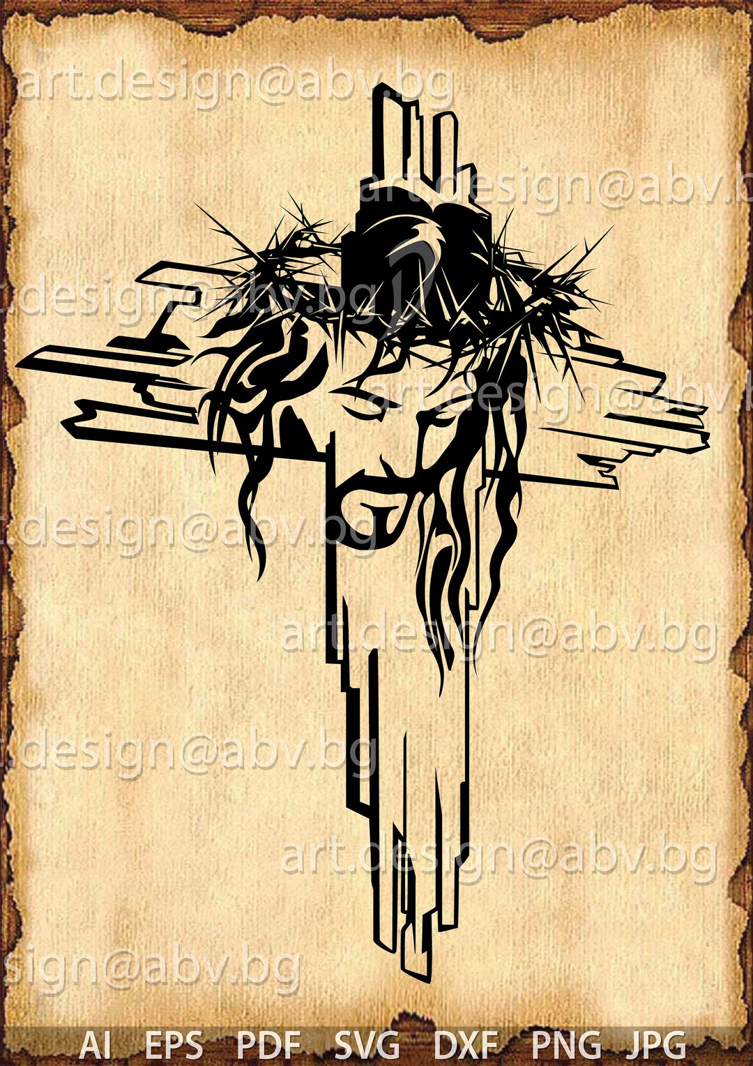 Jesus on Cross Vector Art: Crown of Thorns (digital Download) - Etsy