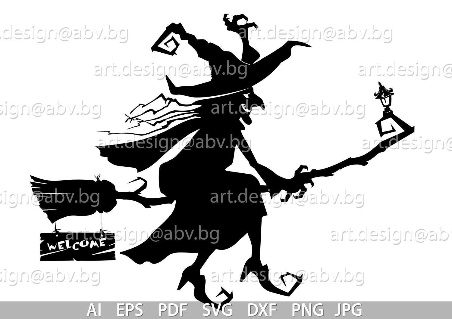 Vector WELCOME Witch SVG Ai Eps Pdf Dxf PNG Jpg | Etsy