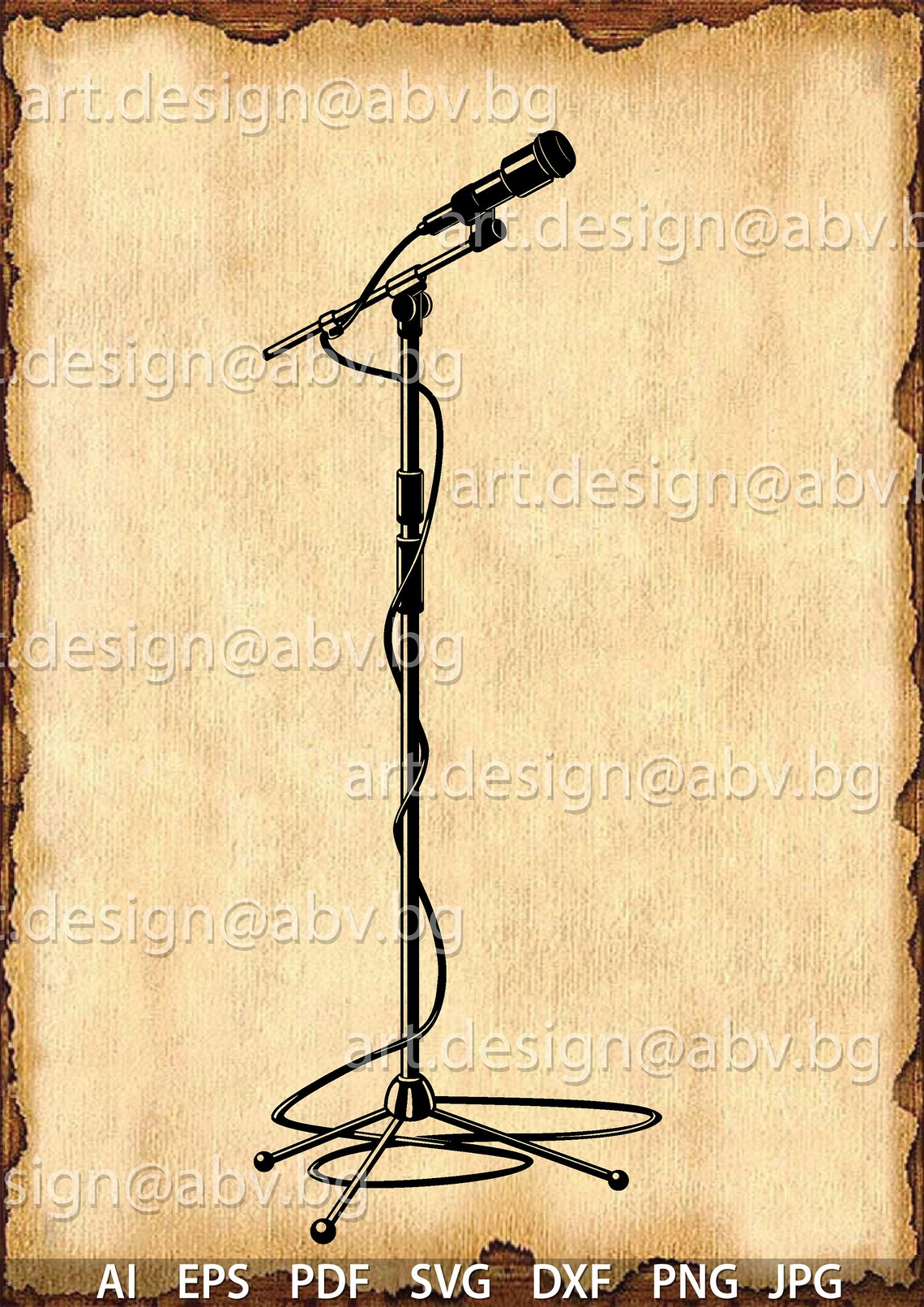 Vector MIC STAND Microphone AI Eps Pdf Png Svg Dxf Jpg | Etsy