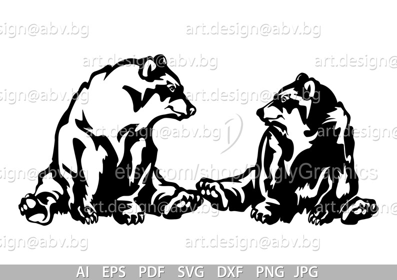 Vector TWO BEARS Bodyai Eps SVG Dxf Png Pdf Jpg - Etsy