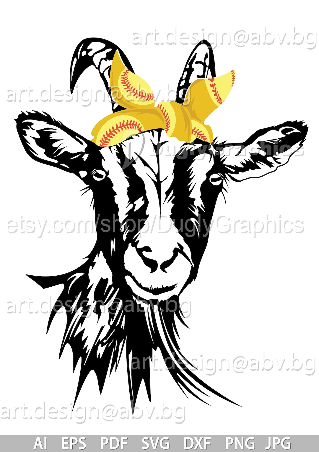 Vector GOAT With a Softball Headband, AI, Png, Eps, Pdf, Svg, Dxf, Jpg ...