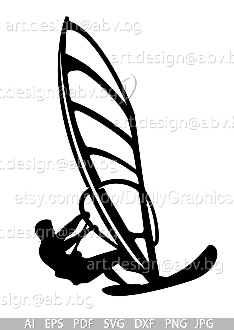Vector WINDSURFER SVG AI Eps Pdf Dxf Png Jpg Download Digital | Etsy