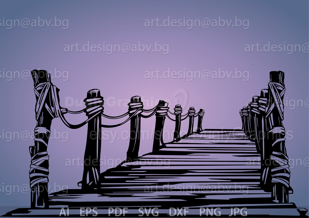 Vector WOODEN QUAY, Silhouettes, AI, Eps, Pdf, Svg, Dxf, Png, Jpg ...