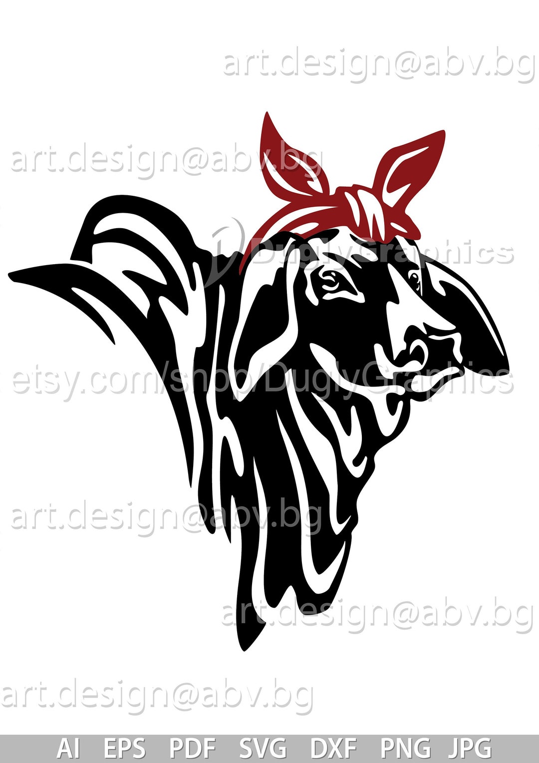 Vector COW Brahman With Bandana, AI, PNG, Eps, Pdf, Svg, Dxf, Jpg ...