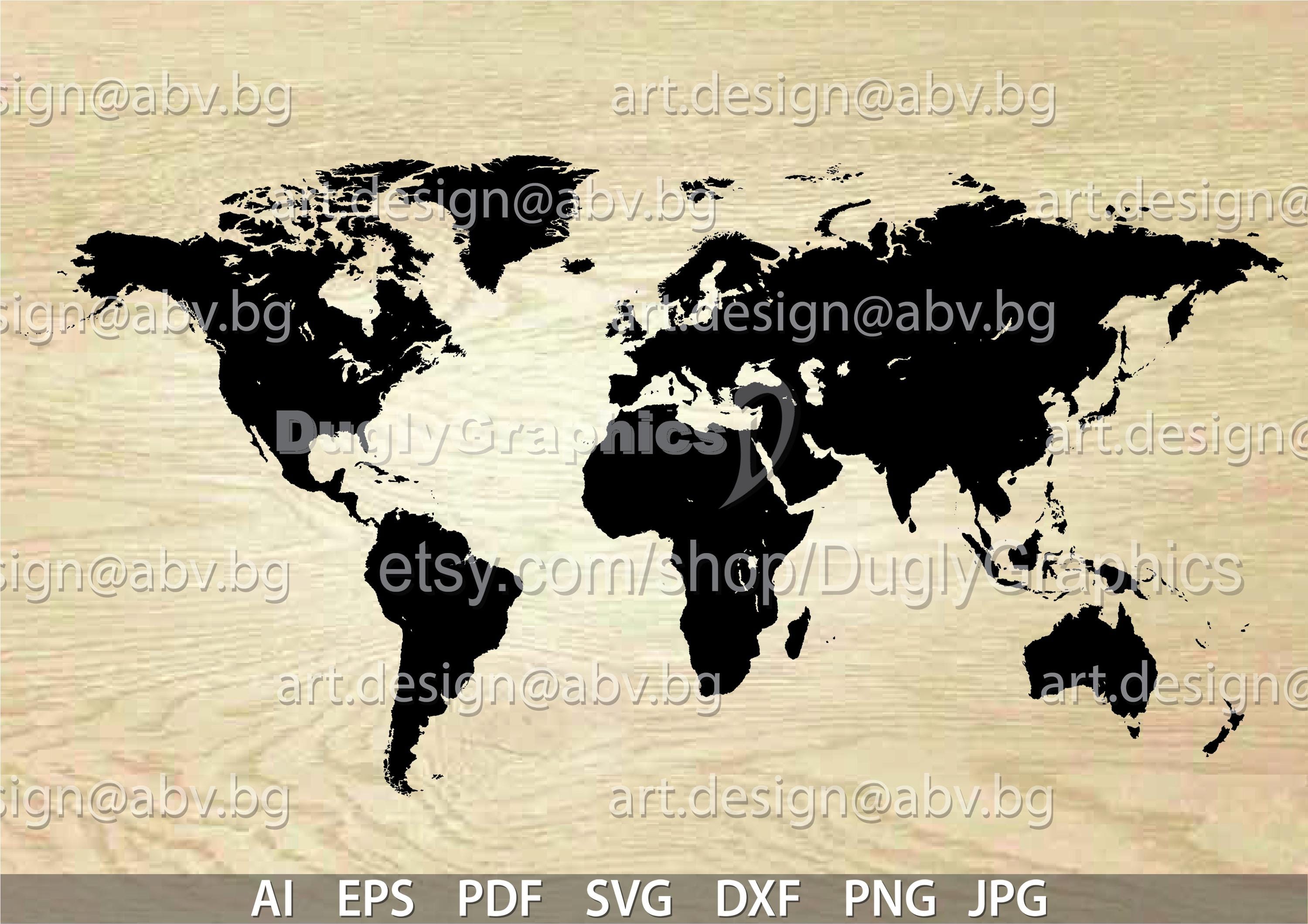 Vector World Map With Countries (digital Download) - Etsy
