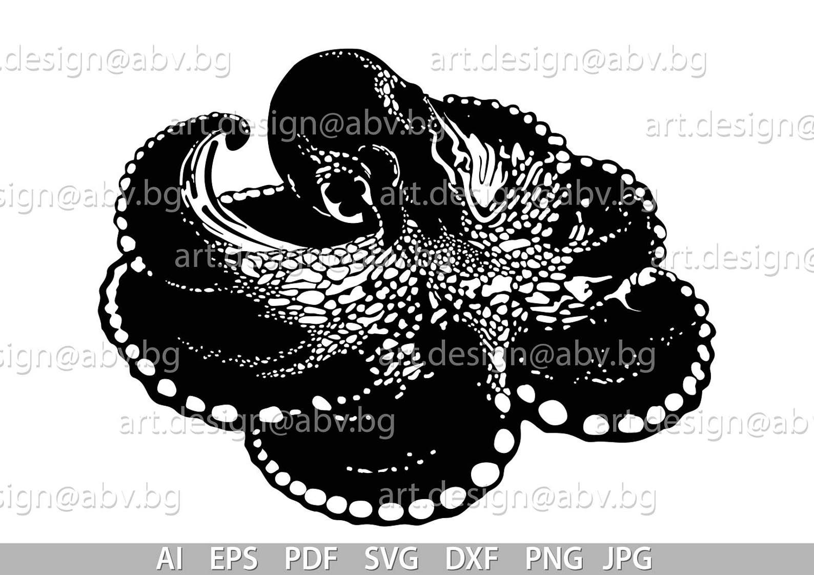Vector OCTOPUS Devil-fish AI Eps Pdf Svg Dxf Png Jpg | Etsy