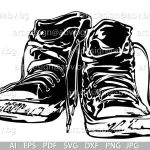 Vector OLD SNEACKERS, Shoes, AI, Eps, Pdf, Svg, Dxf, Png, Jpg Download ...