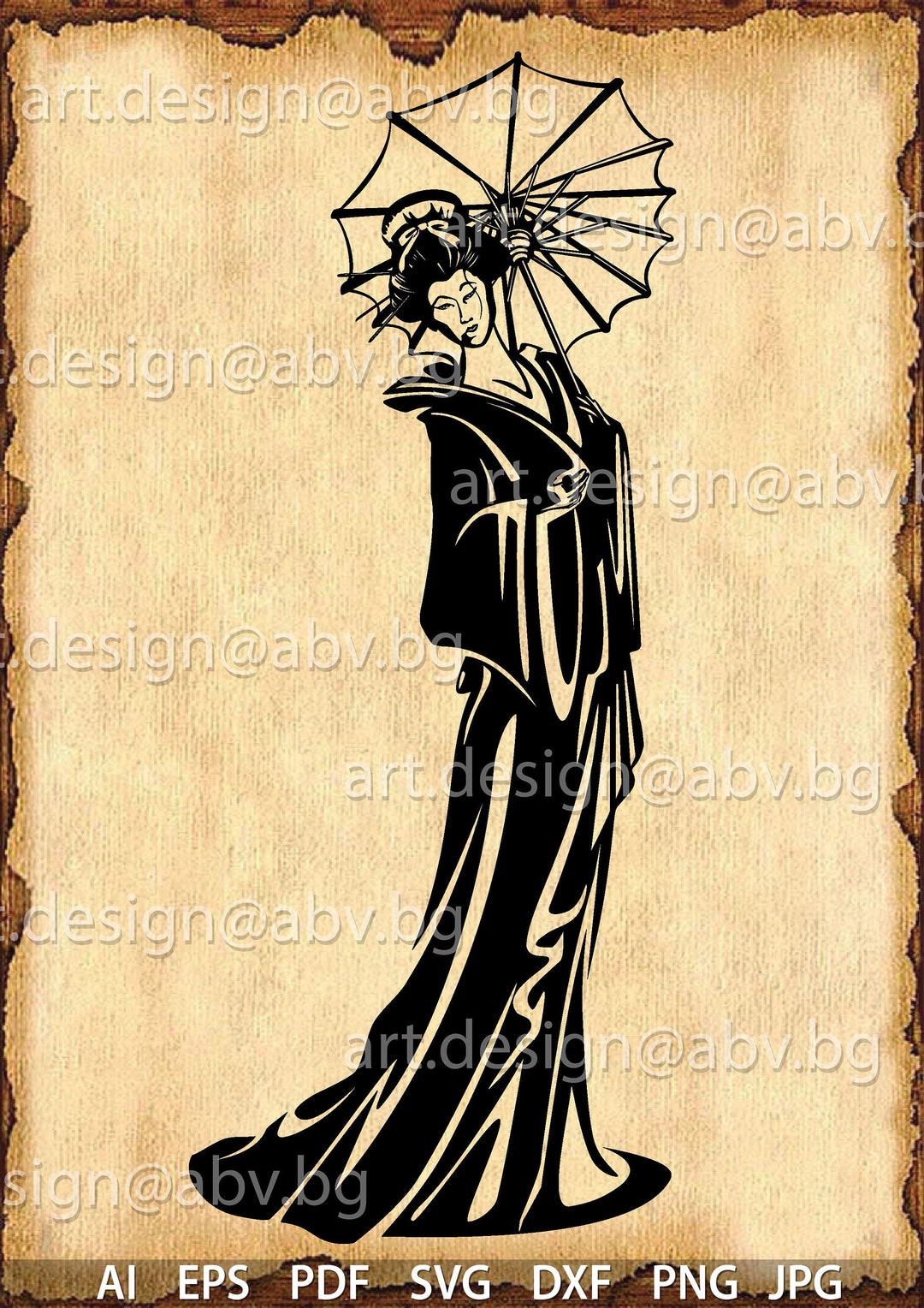 Vector GEISHA GIRL, SVG, Ai, Eps, Dxf, Png, Pdf, Jpg Image Graphic ...