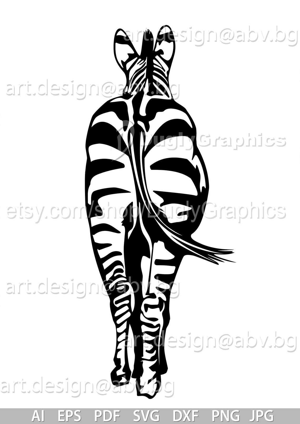 Vector ZEBRA Back, AI, Eps, Pdf, SVG, Dxf, Png, Jpg Download, Digital ...