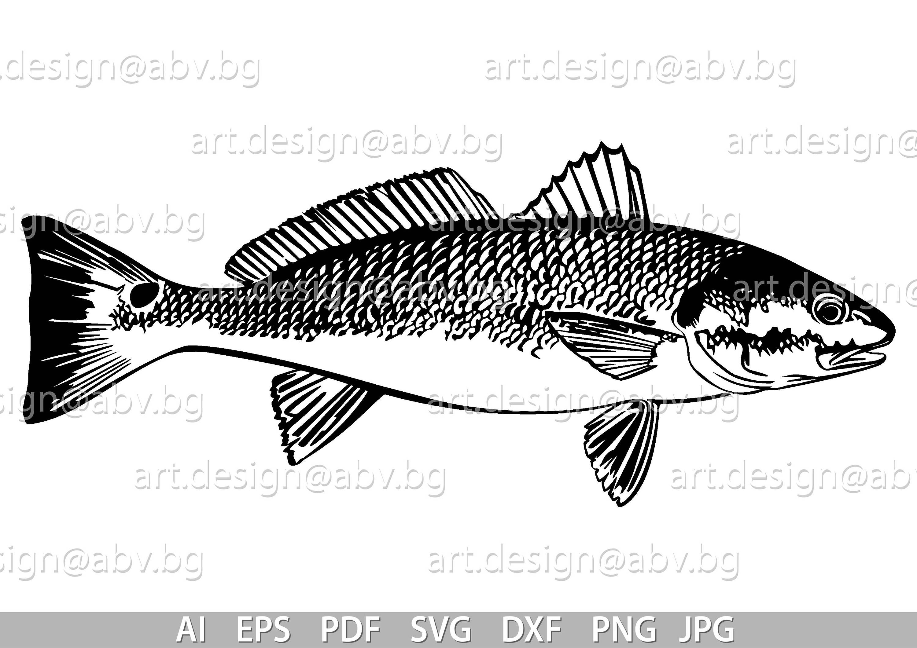 Vector RED FISH AI eps pdf png svg dxf jpg Image | Etsy
