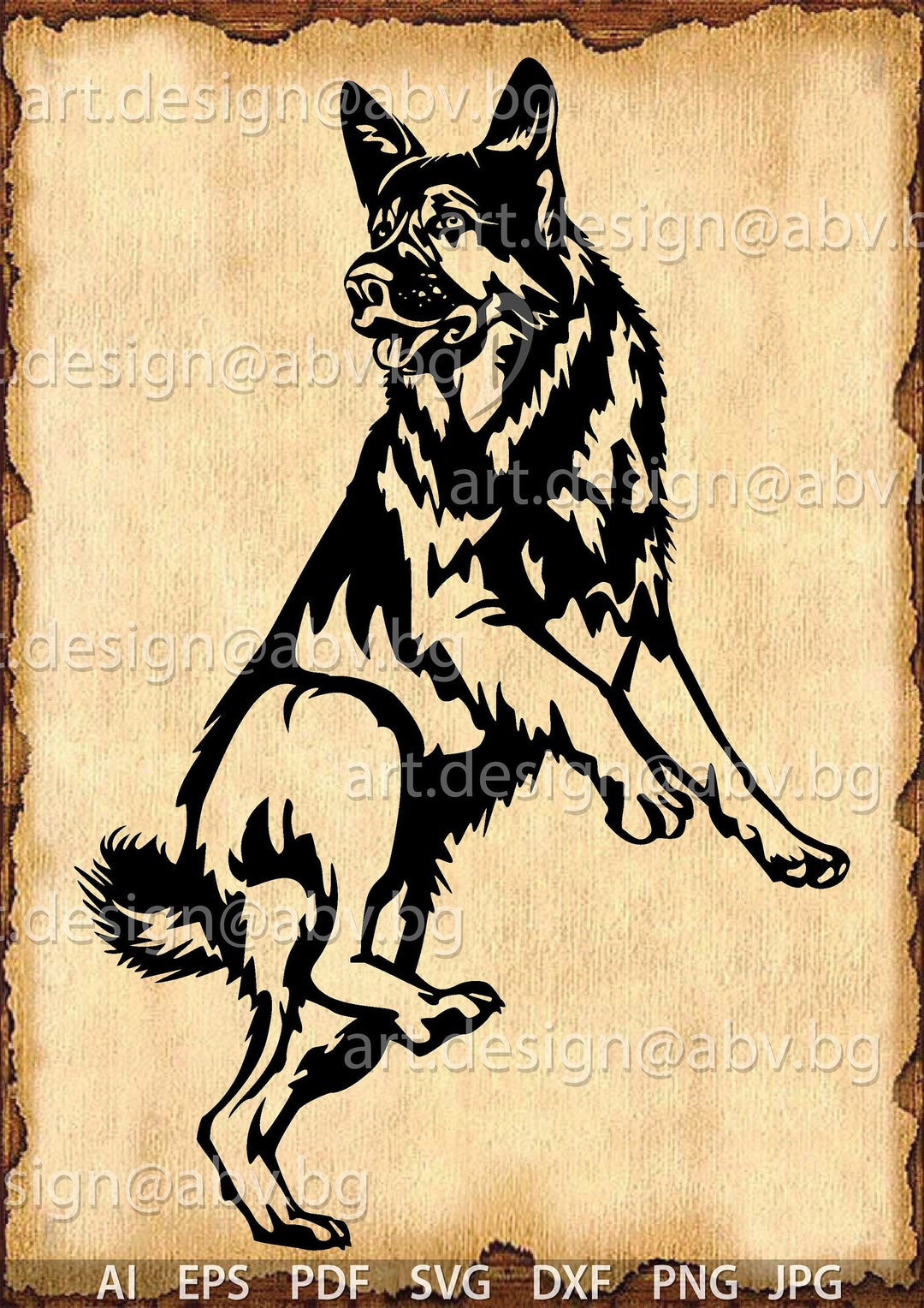 Vector DOG, Dancing German Shepherd, AI, Png, Pdf, Eps, Svg, Dxf, Jpg ...