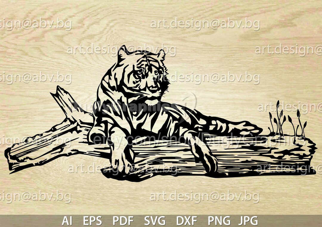 Tiger on Log Vector Image (digital Download) - Etsy UK