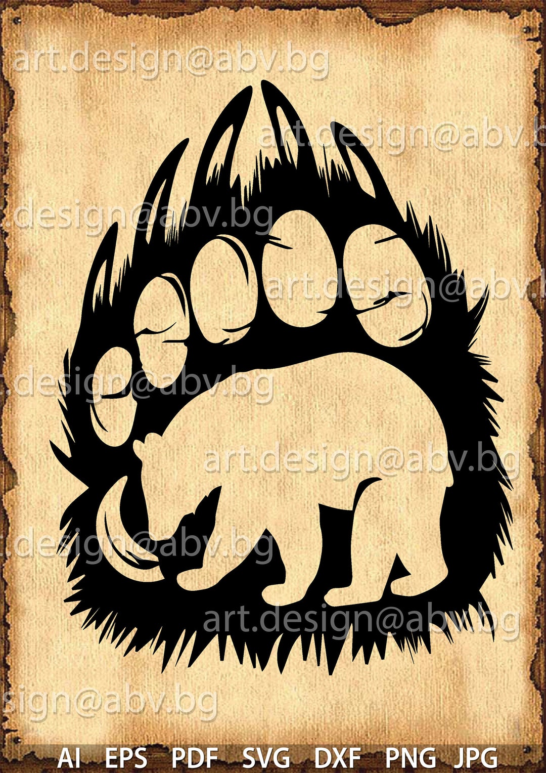 Vector STEP BEAR, Paw, AI, Eps, Pdf, Png, Svg, Dxf, Jpg Image Graphic ...