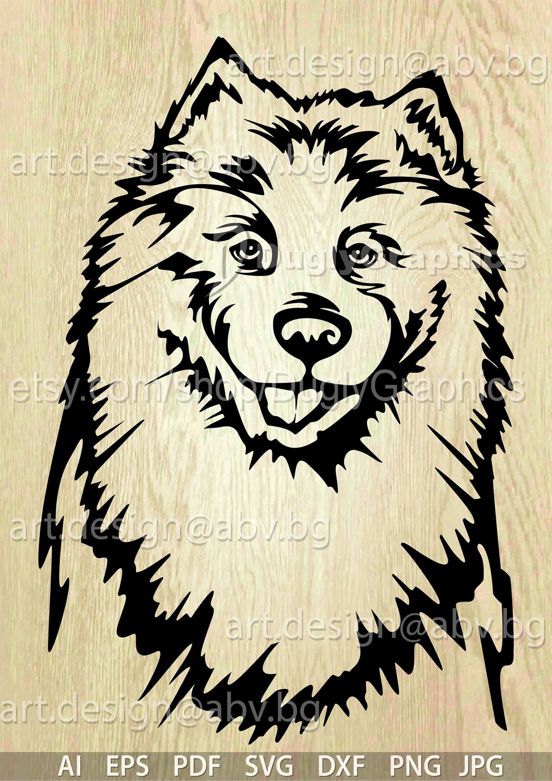 Vector SAMOYED Dog, SVG, AI, Png, Pdf, Eps, Dxf, Jpg Download, Digital ...